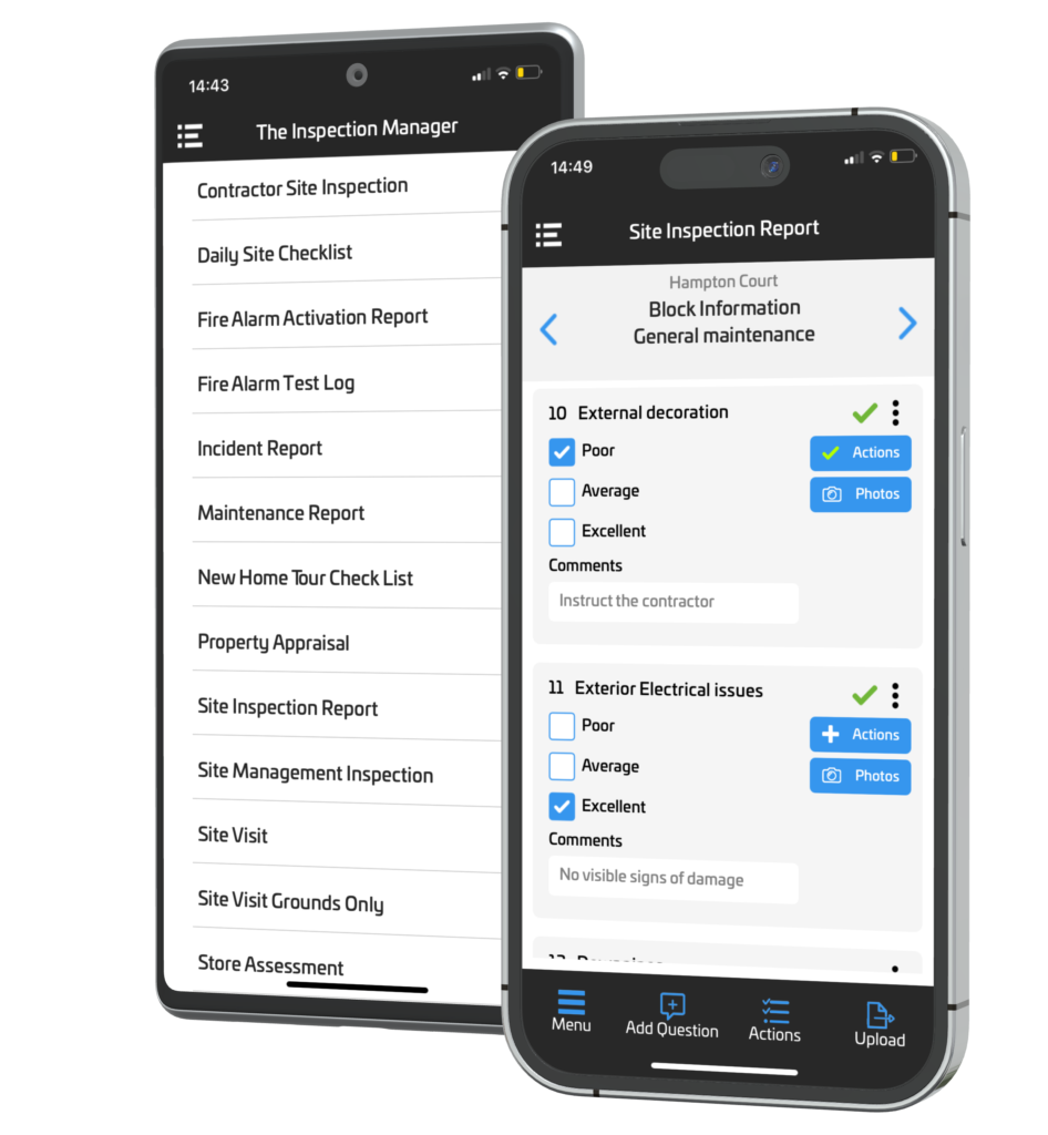 Health and safety inspection and reporting app