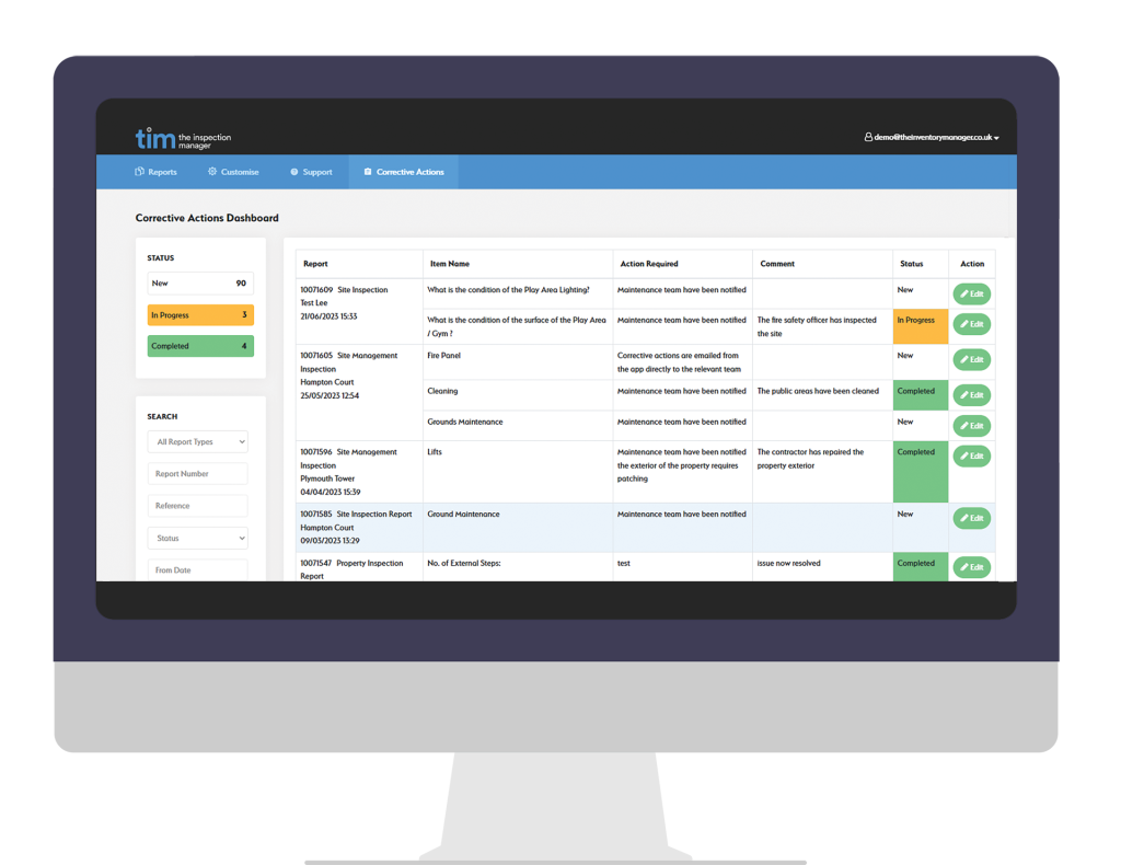 Health and safety inspection and reporting app